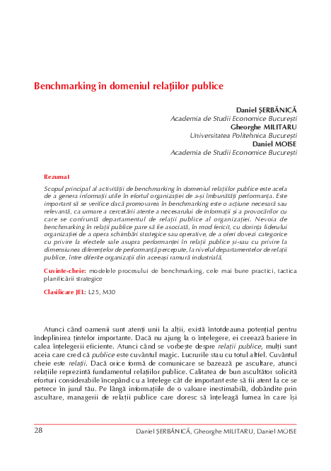 (PDF) The Use of Benchmarking in Public Relations