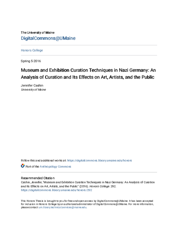 (PDF) Museum and Exhibition Curation Techniques in Nazi Germany: An ...