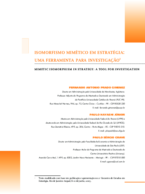 (PDF) Mimetic Isomorphism in Strategy: A Tool for Investigation