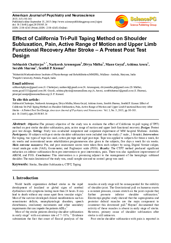 (PDF) California Tri-Pull Taping Method on Shoulder Subluxation, Pain ...