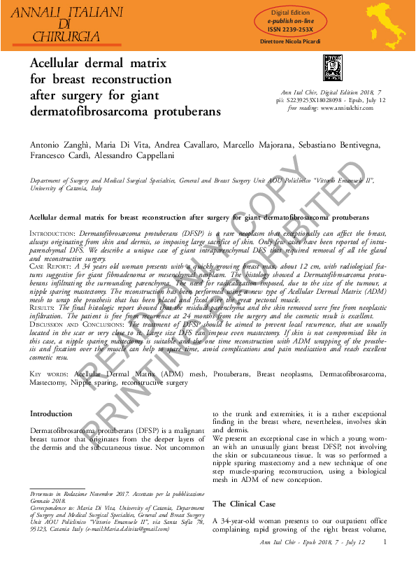 (PDF) Acellular dermal matrix for breast reconstruction after surgery ...