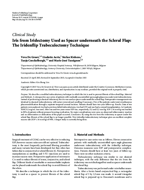 (PDF) Iris from Iridectomy Used as Spacer underneath the Scleral Flap ...