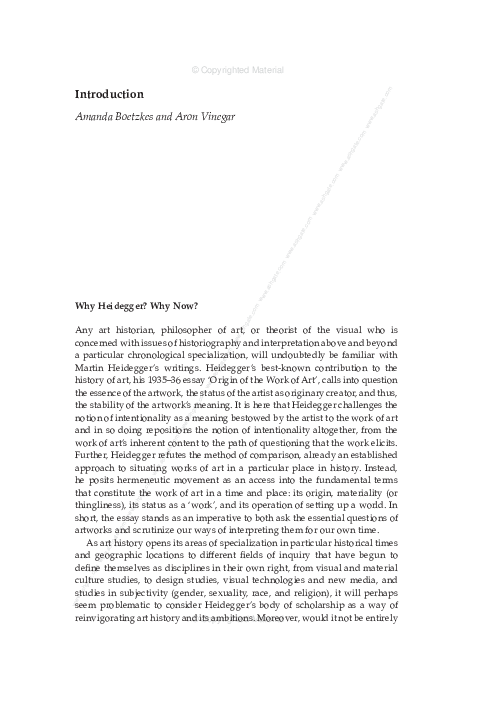 (PDF) Introduction. Heidegger and the Work of Art History