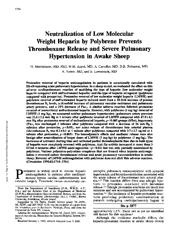 (PDF) Neutralization of low molecular weight heparin by polybrene ...