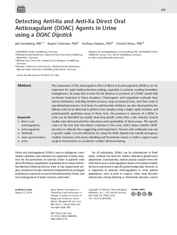 (PDF) Detecting Anti-IIa and Anti-Xa Direct Oral Anticoagulant (DOAC ...