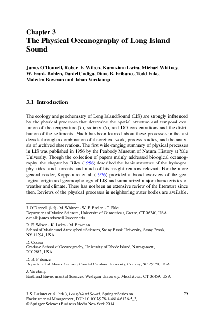 (PDF) The Physical Oceanography of Long Island Sound