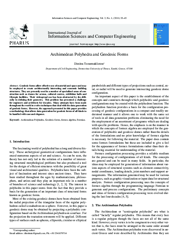 (PDF) Archimedean Polyhedra and Geodesic Forms