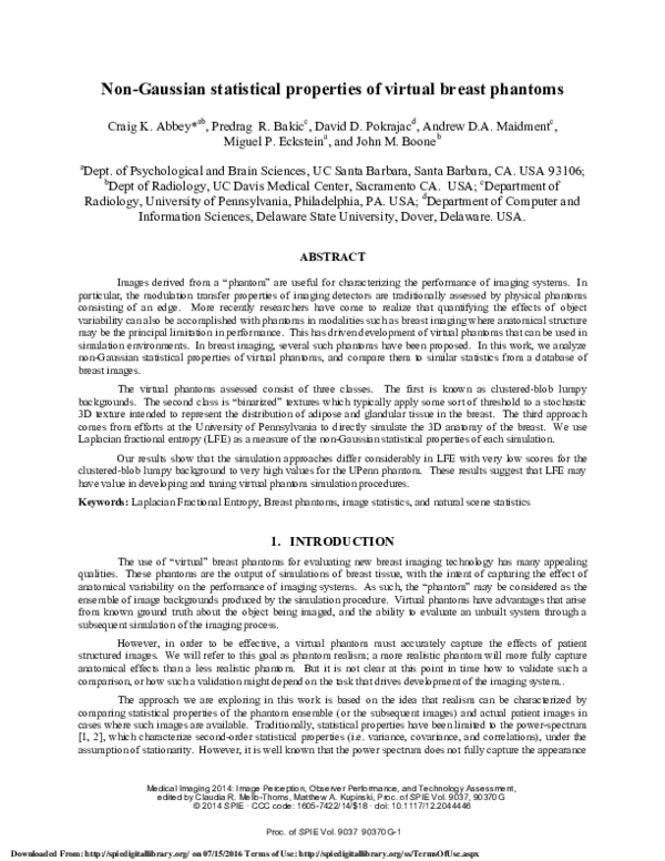 (PDF) Non-Gaussian statistical properties of virtual breast phantoms