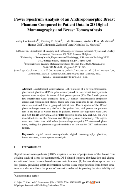 (PDF) Power Spectrum Analysis of an Anthropomorphic Breast Phantom ...