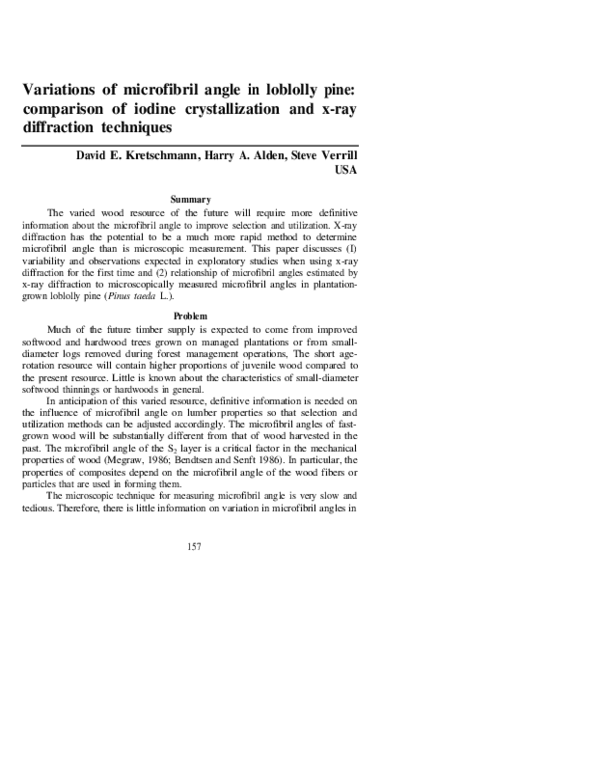 (PDF) Variations of microfibril angle in loblolly pine: comparison of ...