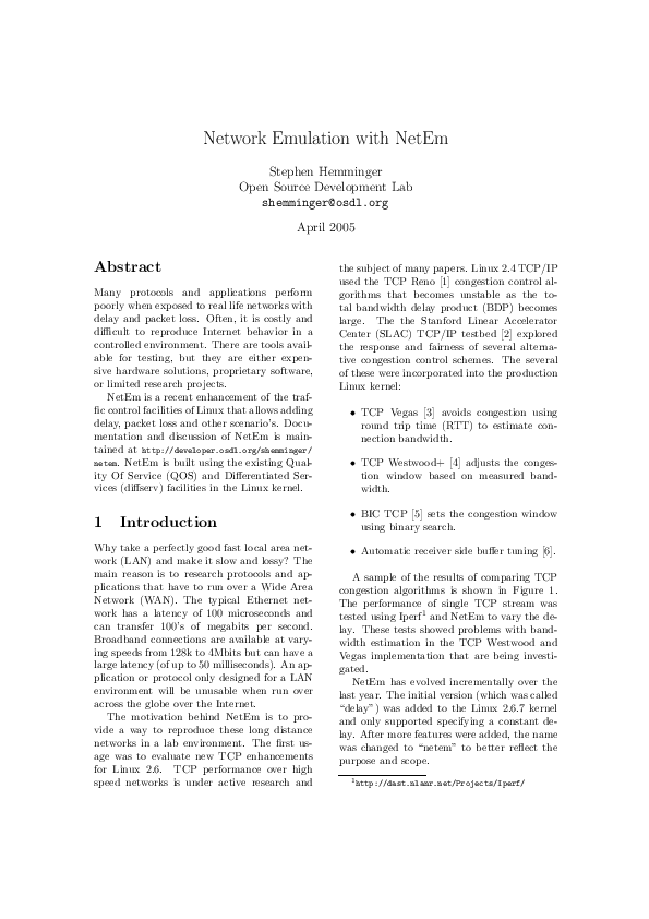(PDF) Network Emulation with NetEm
