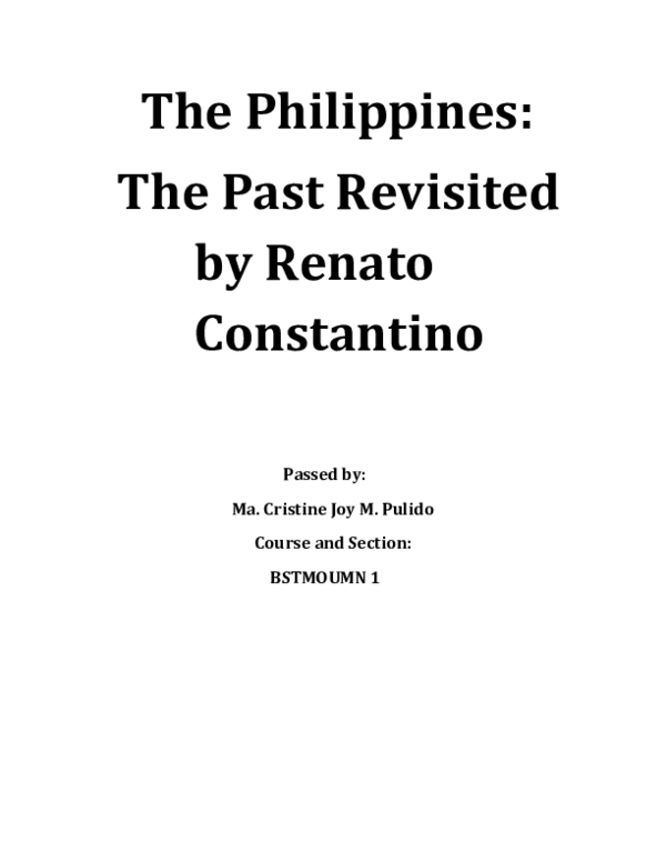 (PDF) The Philippines The Past Revisited by Renato Constantino