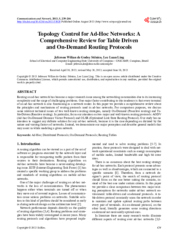 Pdf Topology Control For Ad Hoc Networks A Comprehensive Review For Table Driven And On
