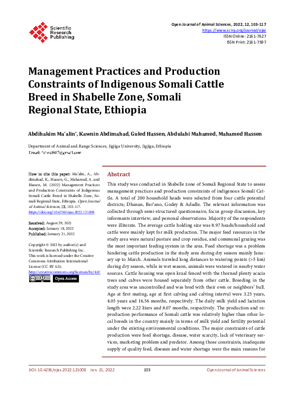 (PDF) Management Practices and Production Constraints of Indigenous ...
