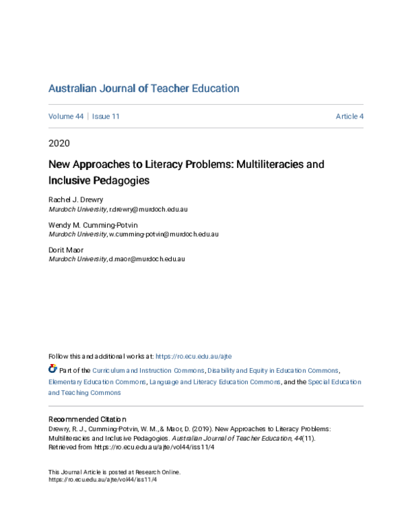 (PDF) New Approaches to Literacy Problems: Multiliteracies and ...