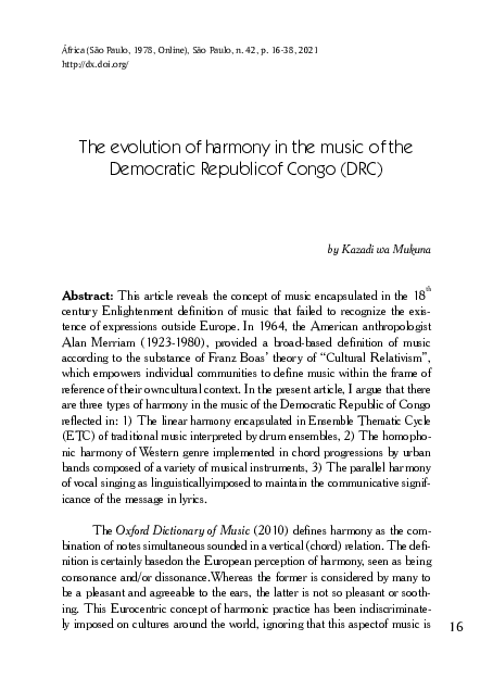 (PDF) The evolution of harmony in the music of the Democratic Republic ...