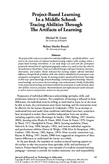 (PDF) Project-Based Learning In a Middle School