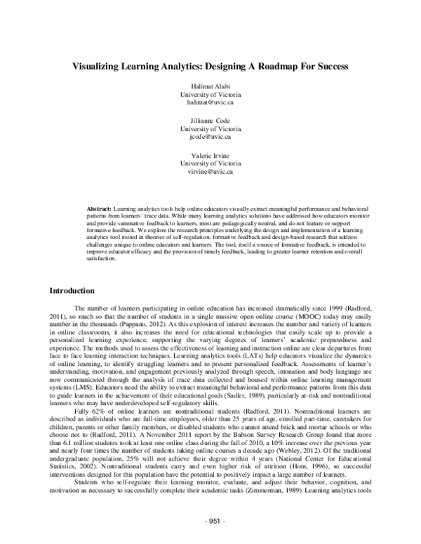 (PDF) Visualizing Learning Analytics: Designing A Roadmap For Success ...