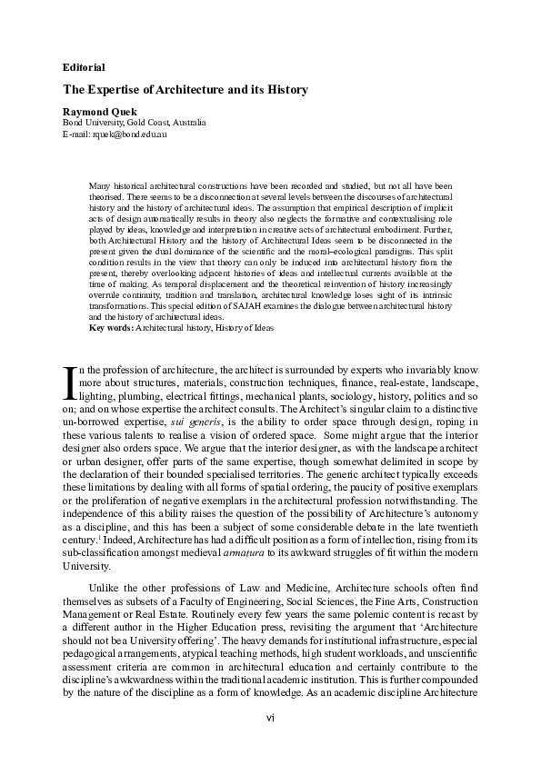 (PDF) The expertise of Architecture and its history