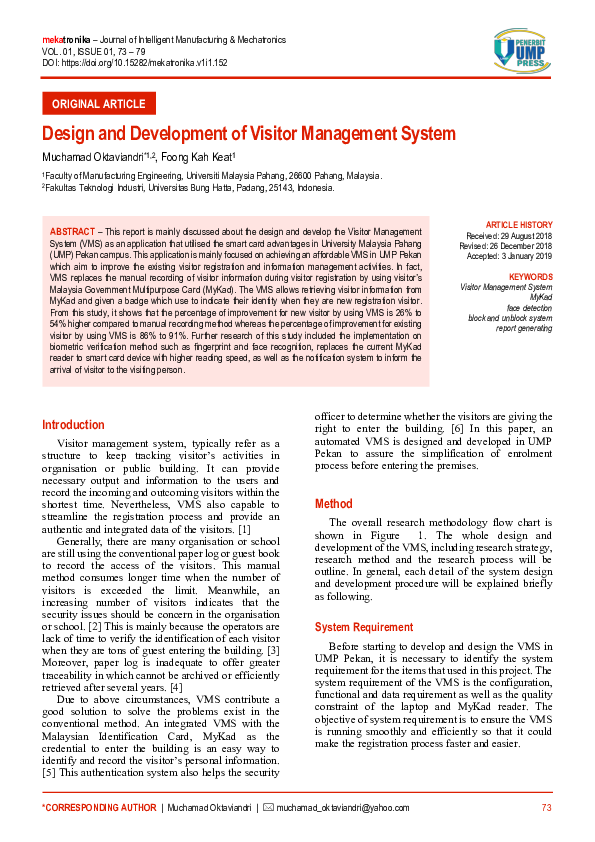 (PDF) Design and Development of Visitor Management System