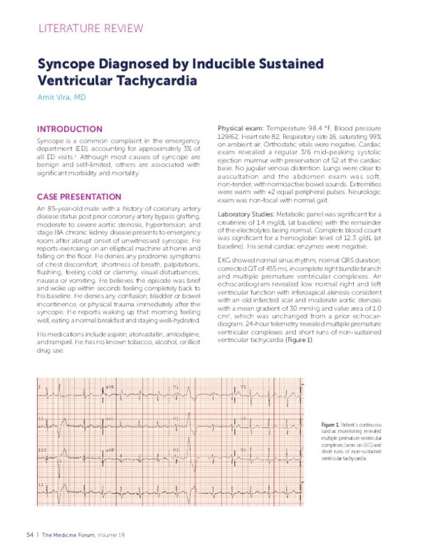 (PDF) Syncope Diagnosed by Inducible Sustained Ventricular Tachycardia
