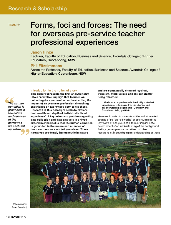 (PDF) Forms, Foci and Forces: The Need for Overseas Pre-Service Teacher ...