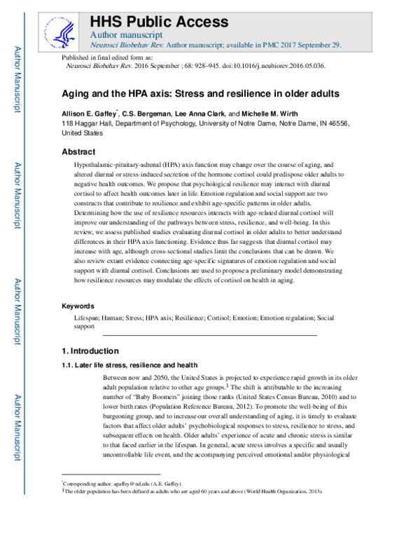(PDF) Aging and the HPA axis: Stress and resilience in older adults
