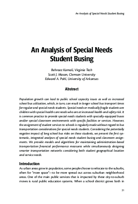 (PDF) An Analysis of Special Needs Student Busing An Analysis of ...