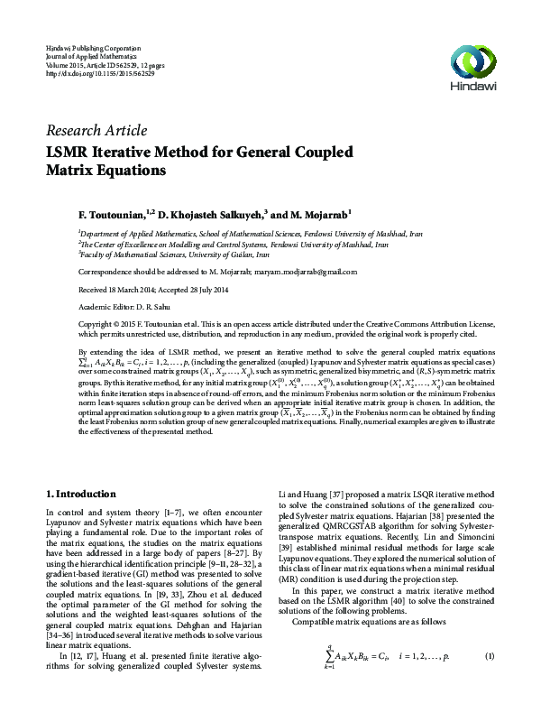 Pdf Lsmr Iterative Method For General Coupled Matrix Equations 