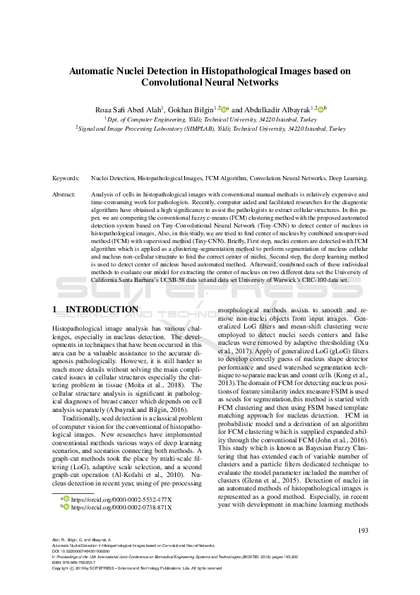 (PDF) Automatic Nuclei Detection in Histopathological Images based on Convolutional Neural Networks