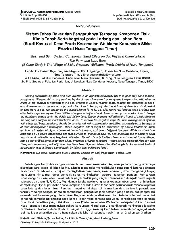 (PDF) Slash And Burn System Components And Effect On Soil Physical ...