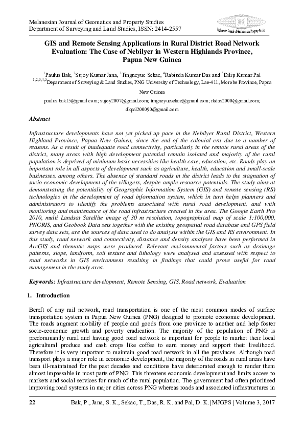 (PDF) GIS and Remote Sensing Applications in Rural District Road ...
