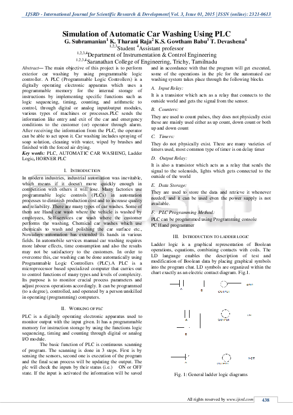 (PDF) Simulation of Automatic Car Washing Using PLC