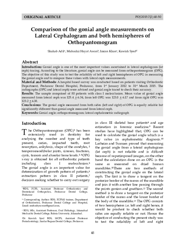 (PDF) Comparison of the gonial angle measurements on Lateral ...