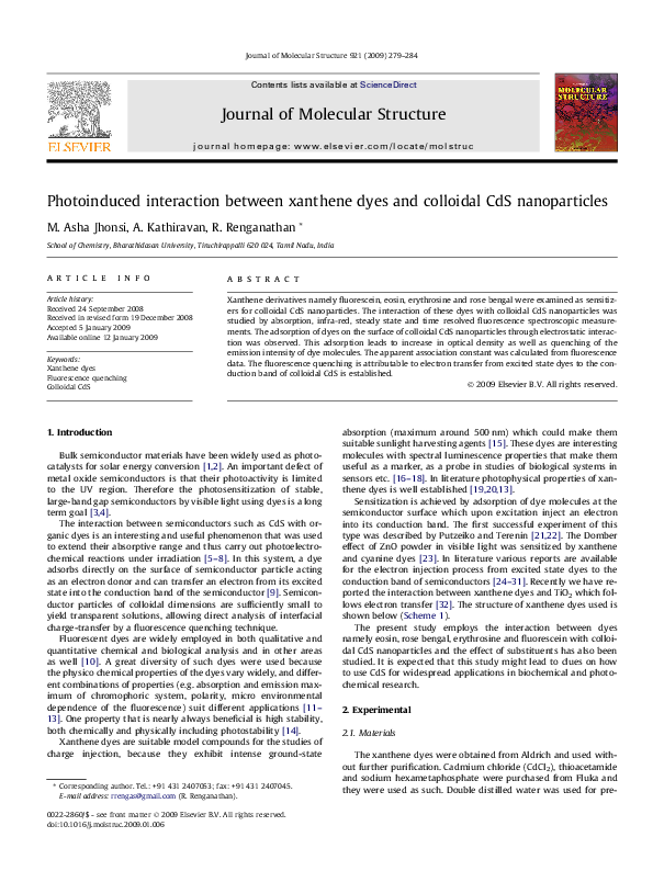 (PDF) Photoinduced interaction between xanthene dyes and colloidal CdS ...