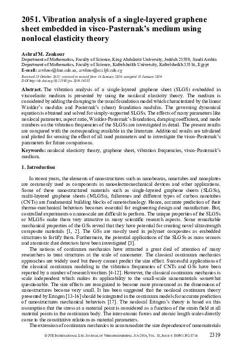 (PDF) Vibration analysis of a single-layered graphene sheet embedded in visco-Pasternak’s medium ...