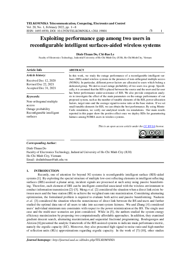 Pdf Exploiting Performance Gap Among Two Users In Reconfigurable Intelligent Surfaces Aided