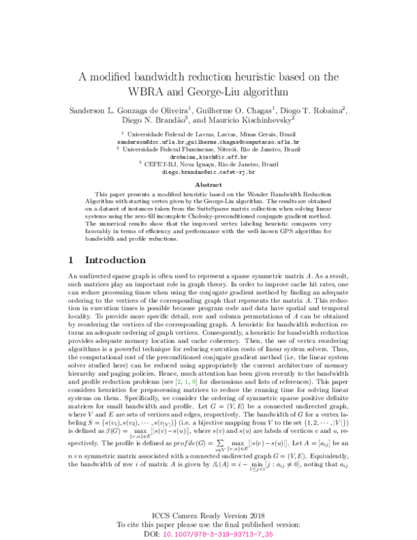Pdf A Modified Bandwidth Reduction Heuristic Based On The Wbra And George Liu Algorithm