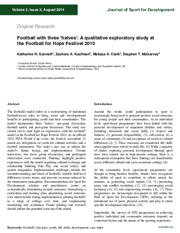 (PDF) Football with three 'halves': A qualitative exploratory study at ...
