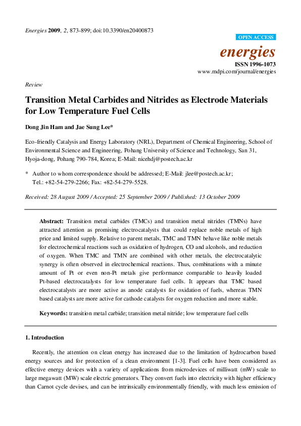 (PDF) Transition Metal Carbides and Nitrides as Electrode Materials for Low Temperature Fuel Cells