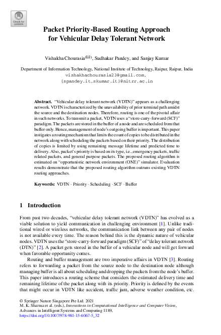 (PDF) Packet Priority-Based Routing Approach for Vehicular Delay Tolerant Network