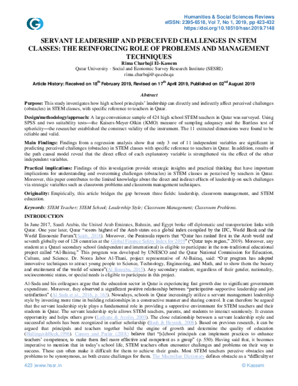 (PDF) Servant Leadership and Perceived Organizational Performance: Role ...