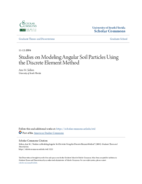 (PDF) Studies on modeling angular soil particles using the discrete ...