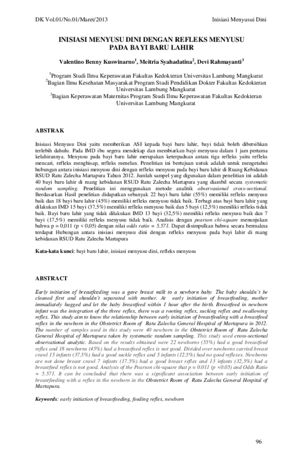 (PDF) Inisiasi Menyusu Dini Dengan Refleks Menyusu Pada Bayi Baru Lahir