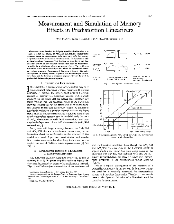 (PDF) Measurement and simulation of memory effects in predistortion ...
