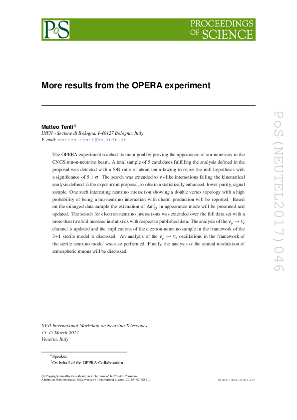 (PDF) More results from the OPERA Experiment