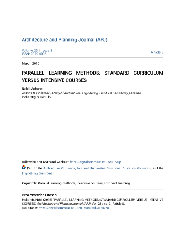 (PDF) Parallel Learning Methods: Standard Curriculum Versus Intensive ...