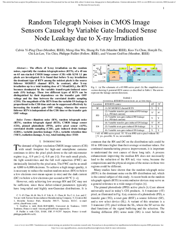 (PDF) X-ray Effects on RTN in CMOS Image Sensors