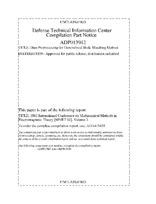 (PDF) Data Preprocessing for Generalized Mode- Matching Method | anatoly kirilenko - Academia.edu