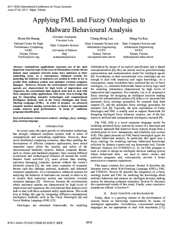 (PDF) Applying FML and Fuzzy Ontologies to malware behavioural analysis